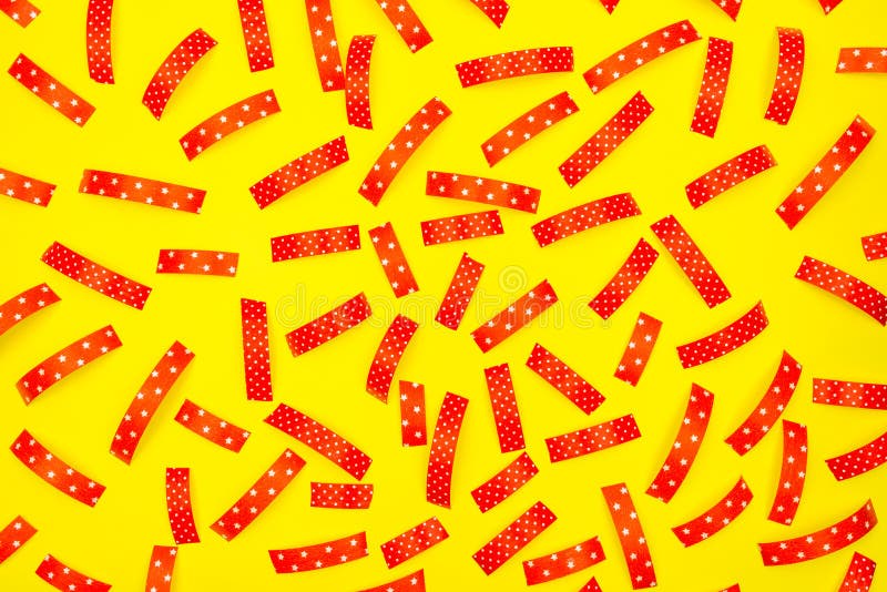 Pattern Made from the Red Pieces of Ribbons, Isolated on a Yellow ...