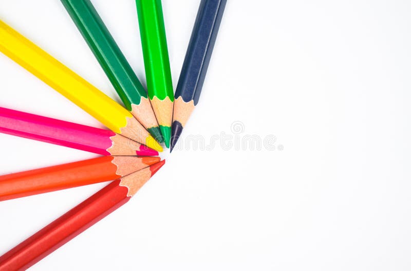 Pattern Made with Seven Different Colored Wood Pencil Crayons on a ...