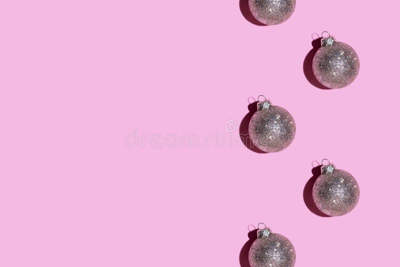 Pattern Made of Silver Balls on Pink Background. Stock Photo - Image of ...