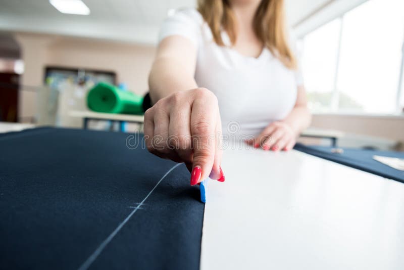 Pattern Making Process. Fabric Industry Production Line. Textile ...