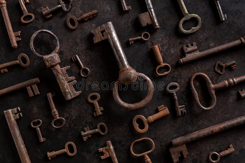 Pattern of Many Different Antique Keys Stock Image - Image of rusty ...