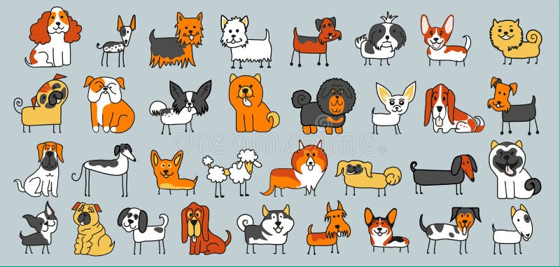 Pattern of Many Different Dog Breed Stock Vector - Illustration of ...