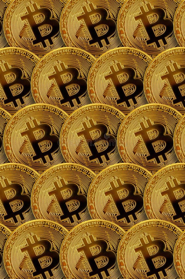 Pattern of Many Golden Bitcoins. Cryptocurrency Mining Concept Stock ...