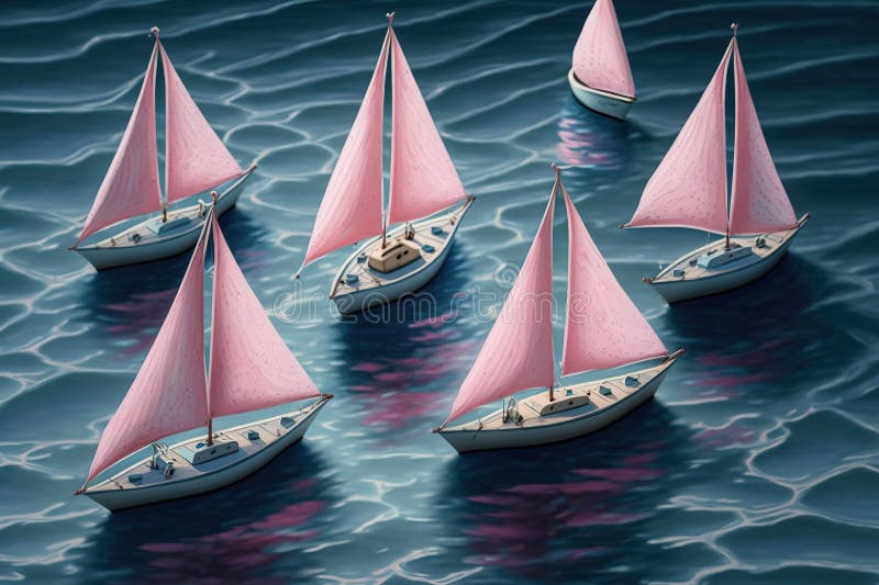 Pattern of Many Pink Sail Boats Stock Illustration - Illustration of ...
