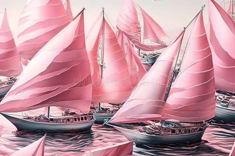 Pattern of Many Pink Sail Boats Stock Illustration - Illustration of ...