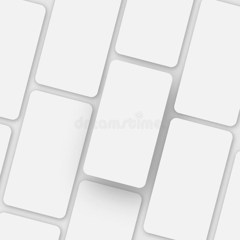 Pattern of Many Smartphones with Blank Screens Over Gray Background ...