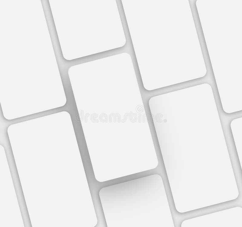 Pattern of Many Smartphones with Blank Screens Over Gray Background ...