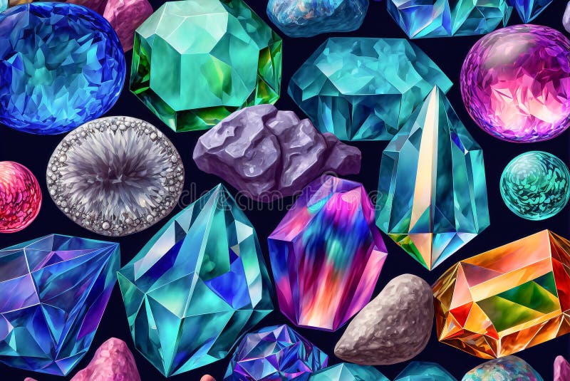 Pattern of Many Various Colorful Crystals. Generative AI Stock ...
