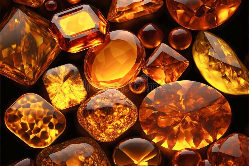 Pattern of Many Various Smooth Amber Stones. Generative AI Stock ...
