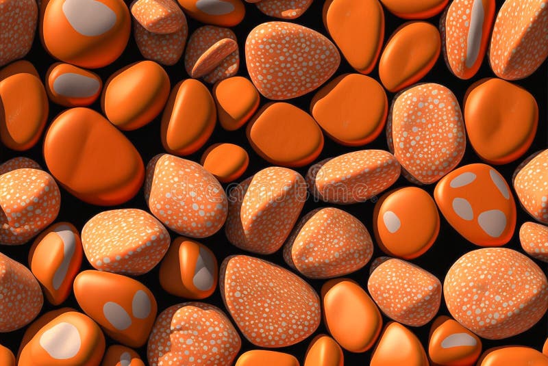 Pattern of Many Various Smooth Orange Stones. Generative AI Stock ...