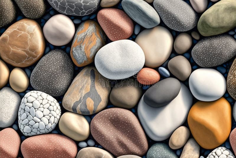 Pattern of Many Various Stones. Generative AI Stock Illustration ...