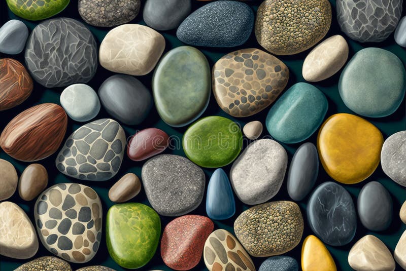 Pattern of Many Various Stones. Generative AI Stock Illustration ...