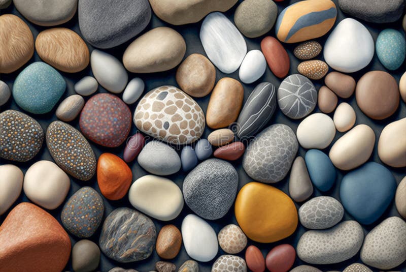 Pattern of Many Various Stones. Generative AI Stock Illustration ...