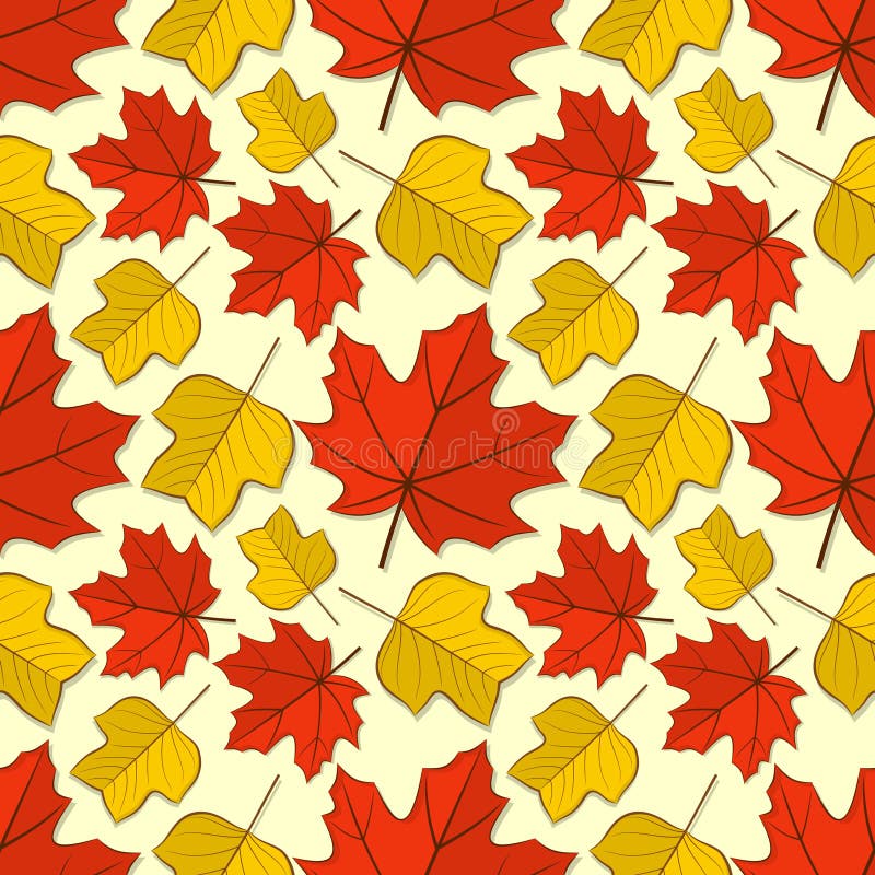 Pattern with Maple and Tulip Poplar Leaves Stock Vector - Illustration ...