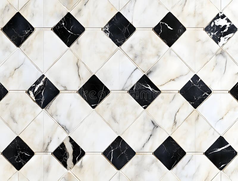 Octagonal Marble Tile Pattern with Black Diamond Shapes Stock ...