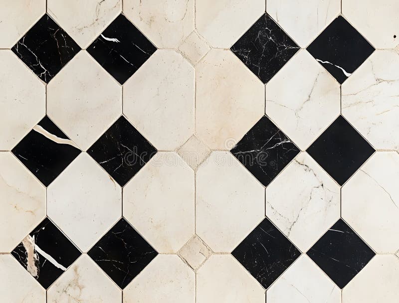 Octagonal Black and White Marble Tile Pattern Stock Illustration ...