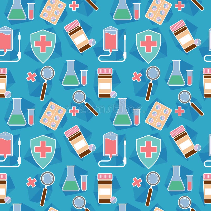 Pattern with Medical Color Elements of Treatment and Abstract Objects ...