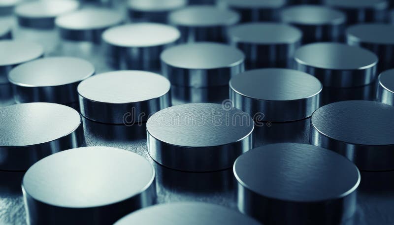 Pattern of Metal Cylinders, Industrial Background, Precise Arrangement ...