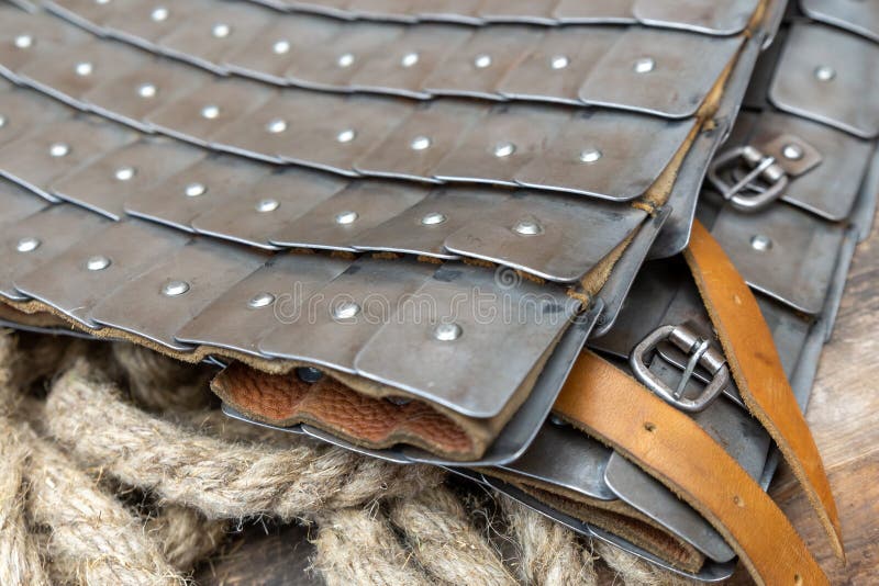 Pattern Military Medieval Armor from a Row of Iron Plates Old and Rusty ...