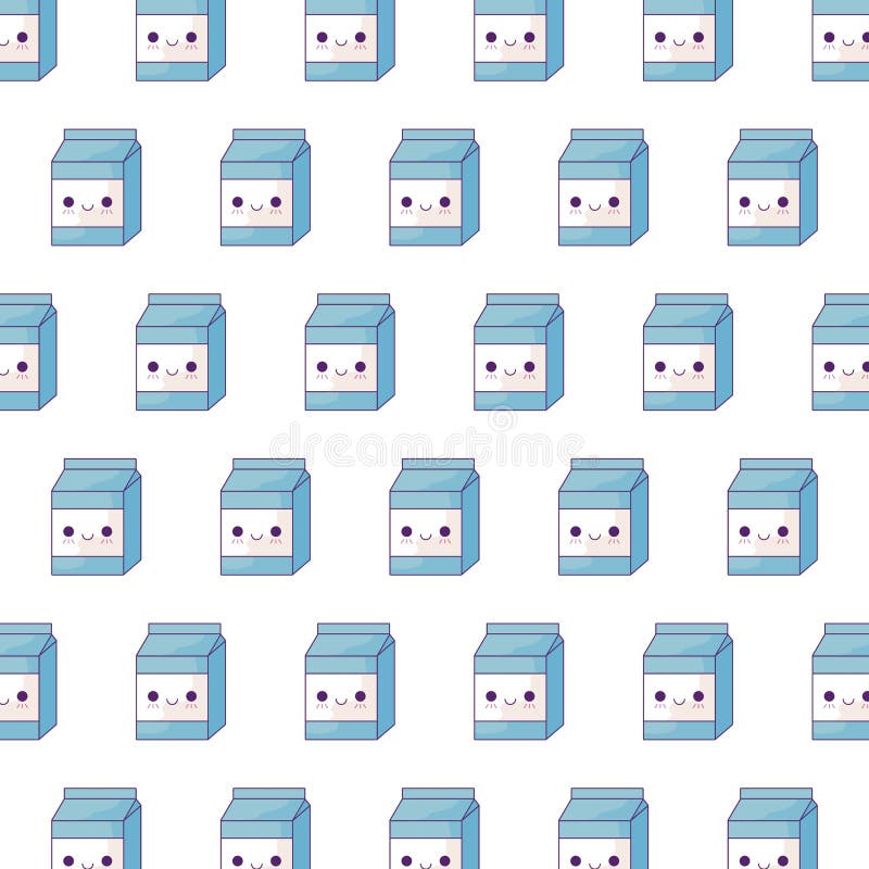 Pattern of Milk in Boxes Kawaii Style Stock Illustration - Illustration ...