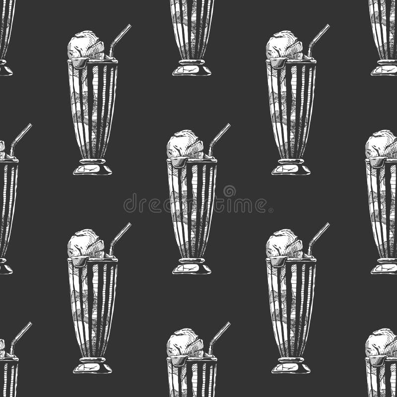 Pattern with milkshake stock vector. Illustration of etching - 162417430