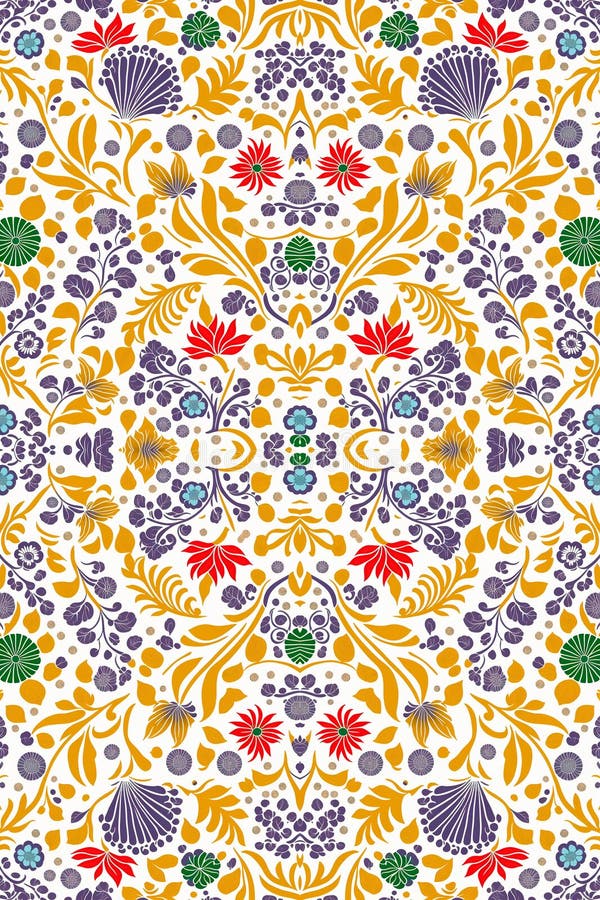 Pattern Mirror of Flowers, Branches and Leaves Textures Abstract ...