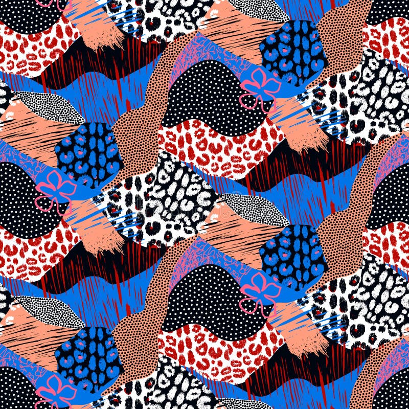 Pattern with Mixed Elements and Leopard Spots, Stock Illustration ...