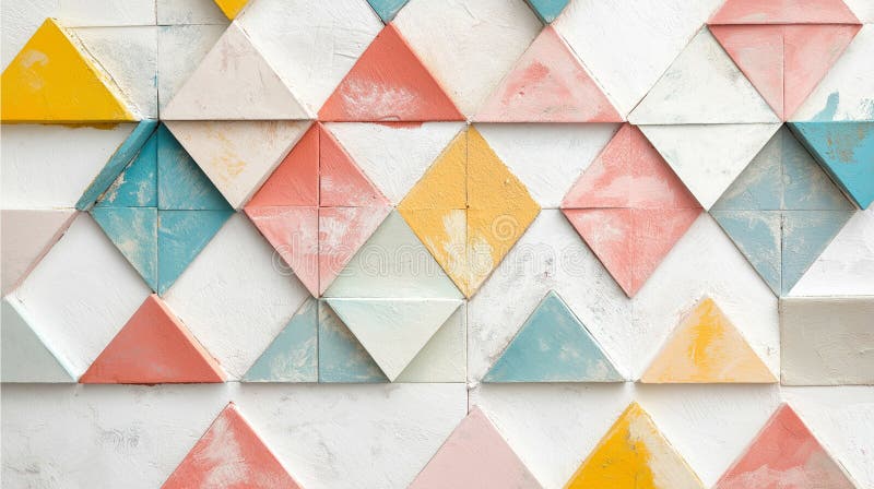 Pattern of Mixed Triangle Geometric Shape Pastel Color Abstract Wall AI ...