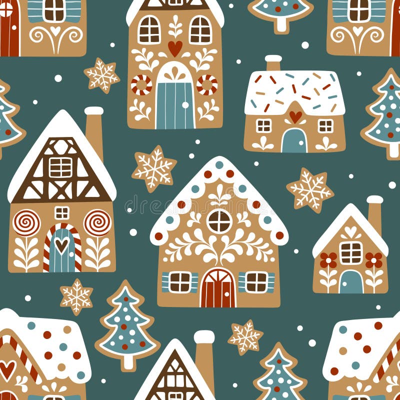 Cute gingerbread houses. stock vector. Illustration of green - 247741515