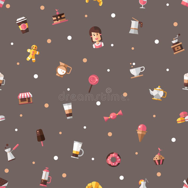 Pattern of Modern Flat Design Coffee-shop, Cafe Stock Vector ...