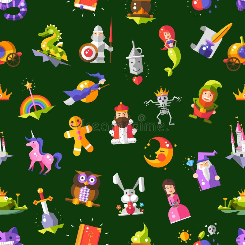 Pattern of Modern Flat Design Fairy Tales Magic Stock Vector ...