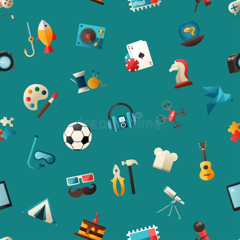 Pattern of Modern Flat Design Hobby Icons and Stock Vector ...