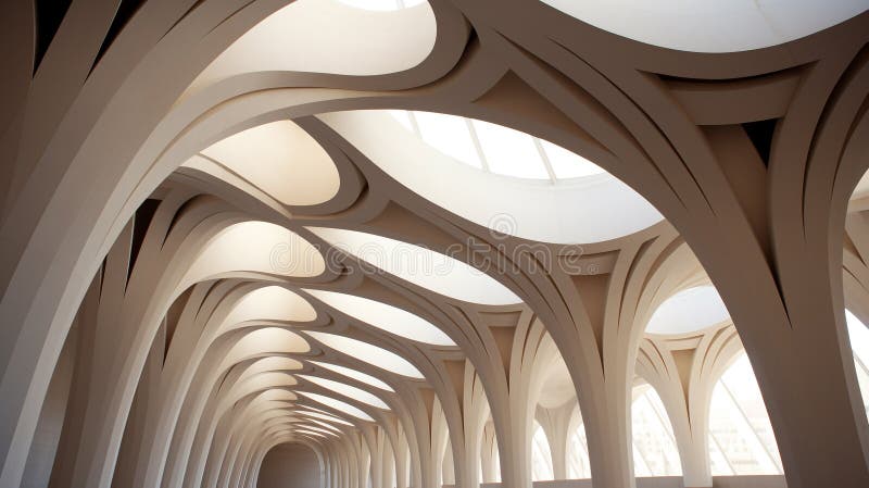 Pattern of Modern Interior Design with Curved Lines. - Generative Ai ...