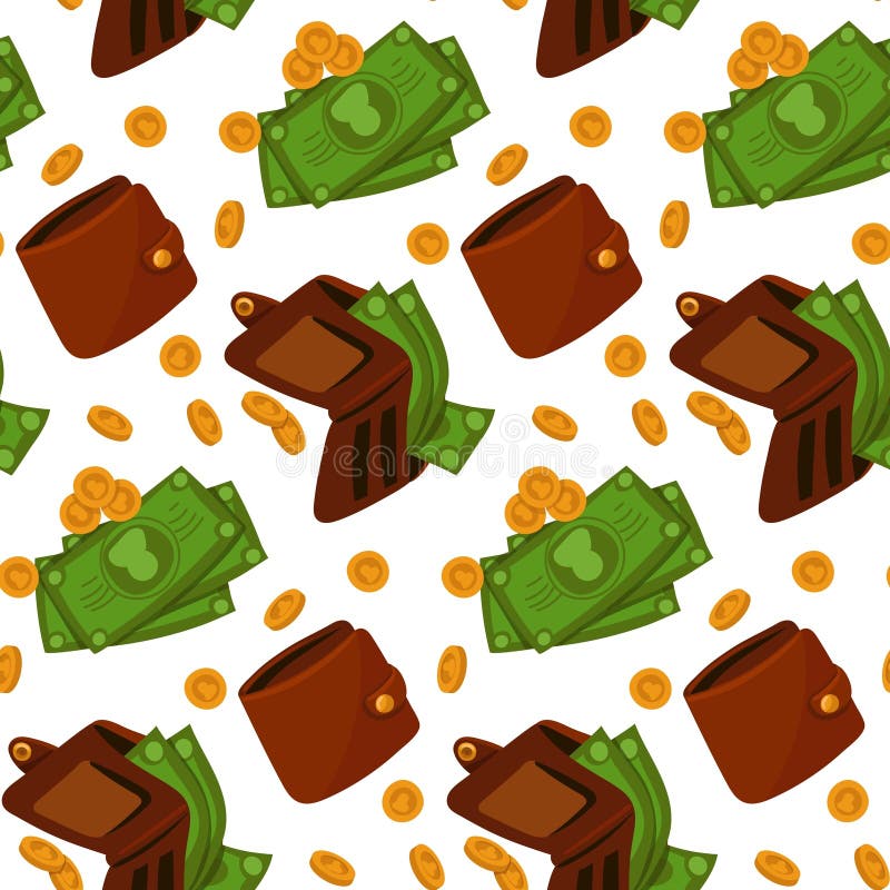 A Pattern of Monetary Items. Wallet, Money in an Open Wallet, Money in ...