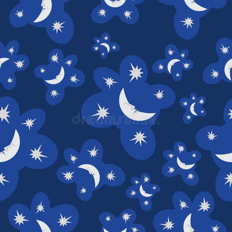 Moon Background Seamless Pattern with Different Moon Phases Lunar ...