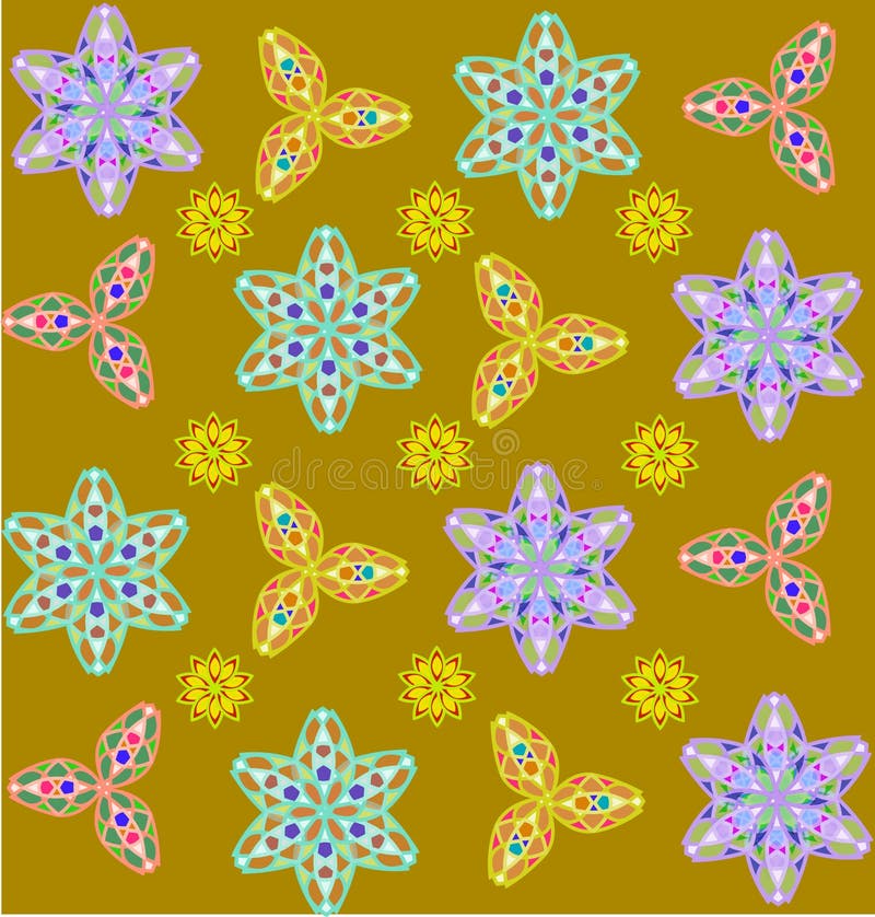 The Pattern of the Mosaic Flowers Stock Vector - Illustration of ...
