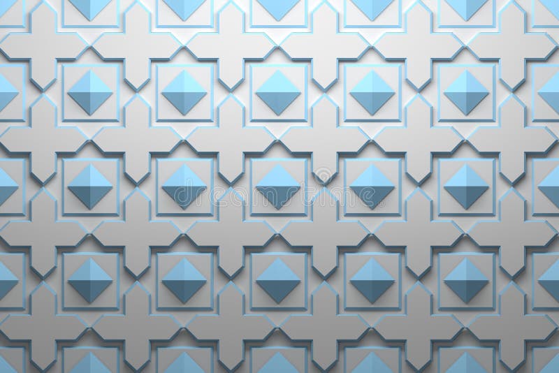Pattern Mosaic with Repeating White Blue Elements Stock Illustration ...