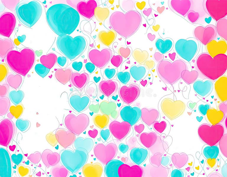 Pattern of Multi-colored Hearts. Love in Multicolored Lines Stock ...