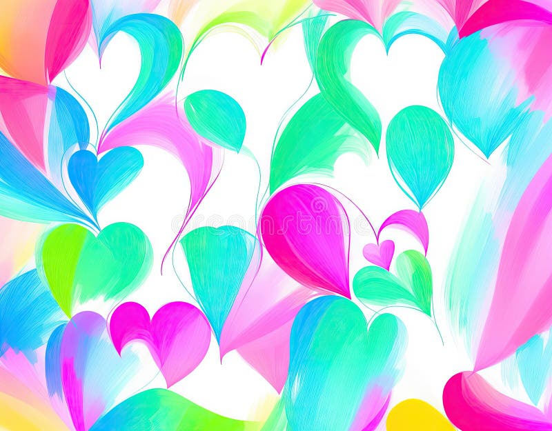 Pattern of Multi-colored Hearts. Love in Multicolored Lines Stock ...