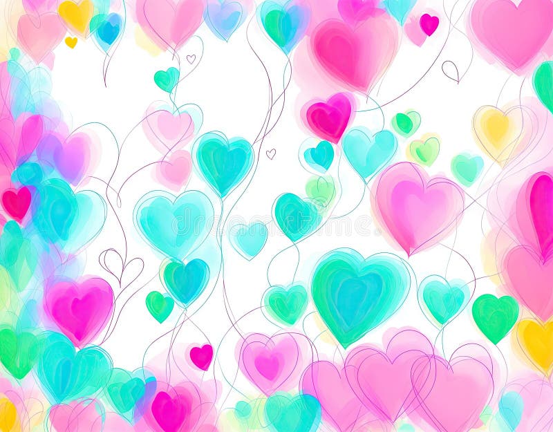 Pattern of Multi-colored Hearts. Love in Multicolored Lines Stock ...