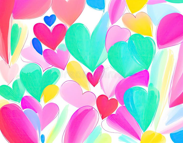 Pattern of Multi-colored Hearts. Love in Multicolored Lines Stock ...