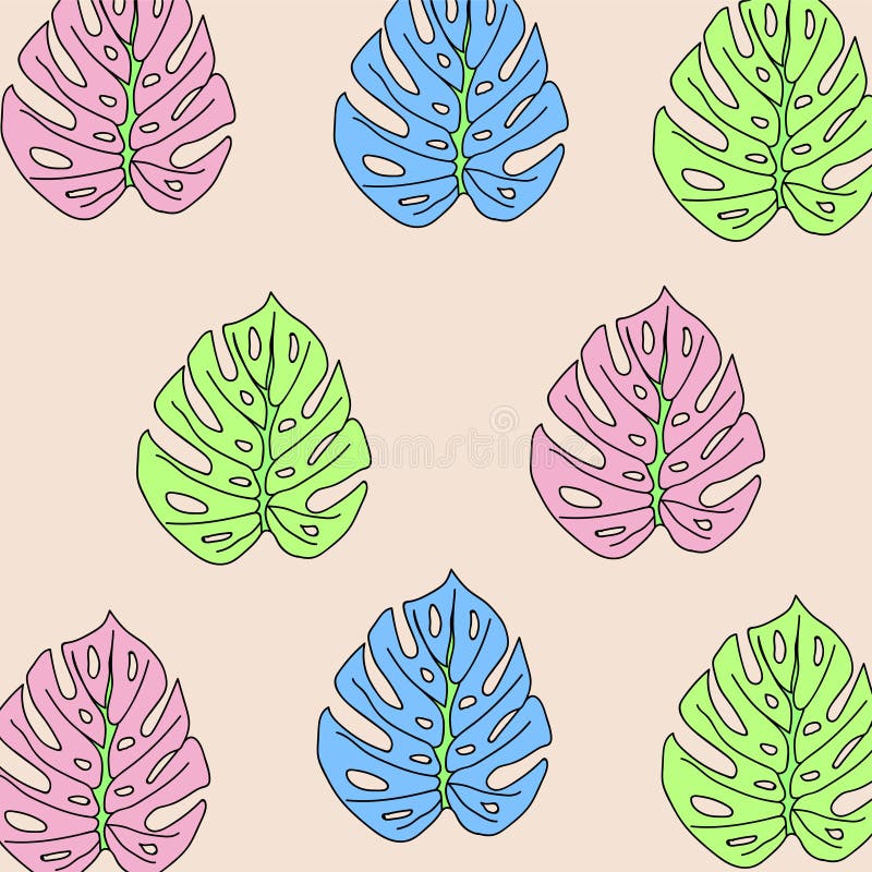 Pattern from Multi-colored Leaves Monsters Tropical Design Stock Vector ...