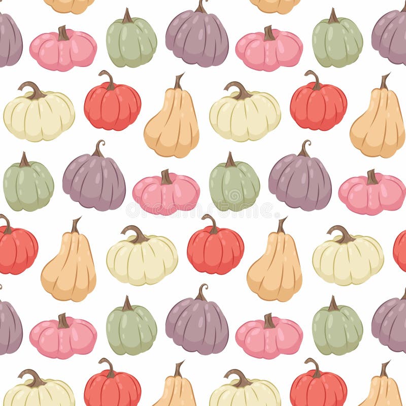 Pattern with Multi-colored Pumpkins. Autumn Background. Various ...