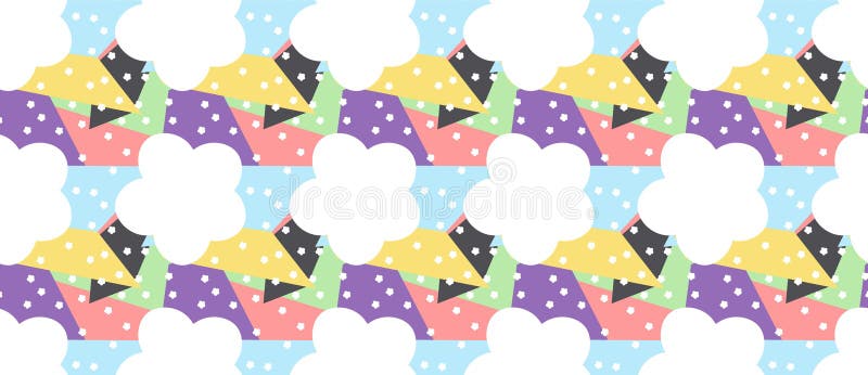 Pattern with Multicolor Shapes and White Flowers Stock Vector ...