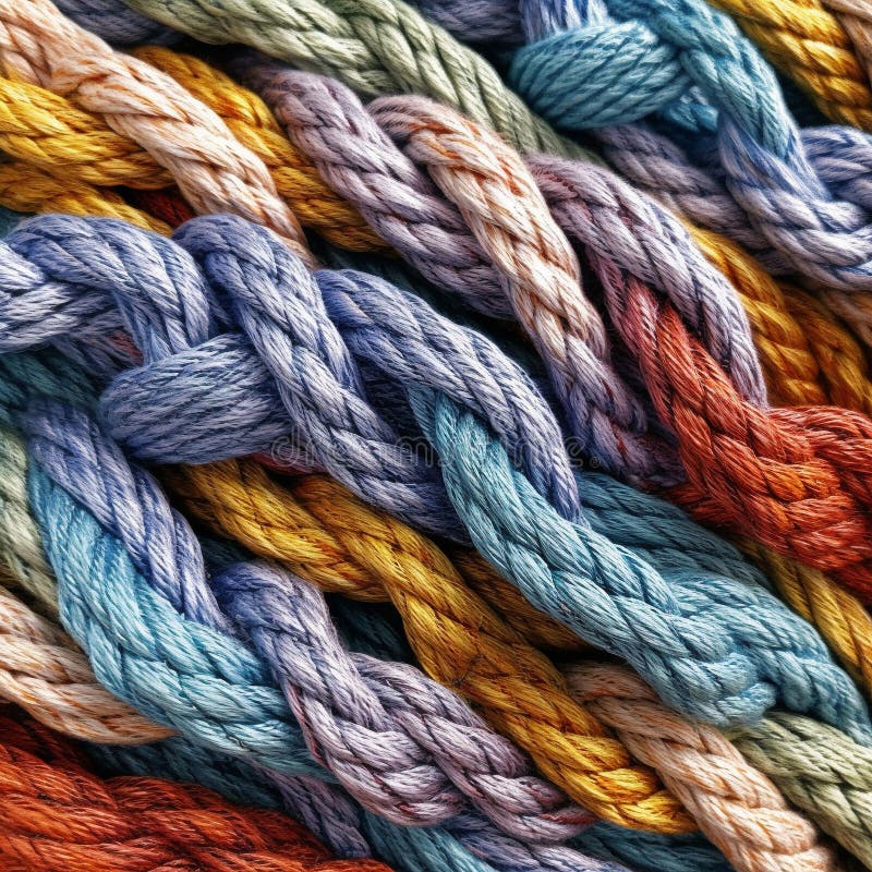 Pattern of Multicoloured Ropes and Twisted Twines. Background Stock ...