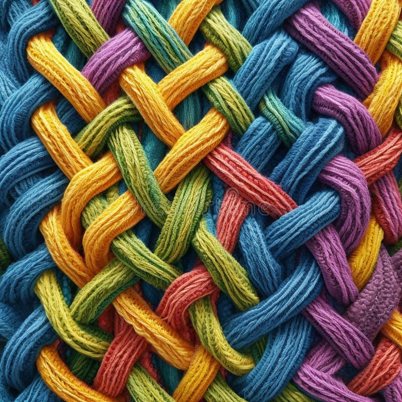 Pattern of Multicoloured Ropes and Twisted Twines. Background Stock ...