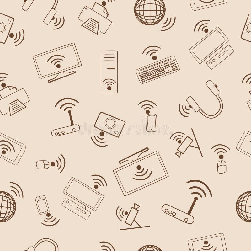 Pattern Multimedia Devices Wi Fi Stock Vector - Illustration of ...