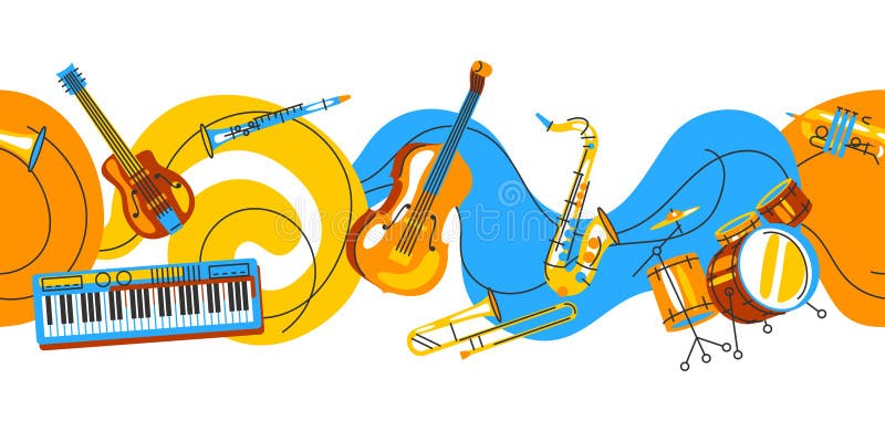 Pattern with Musical Instruments. Jazz, Blues and Classical Music Stock ...