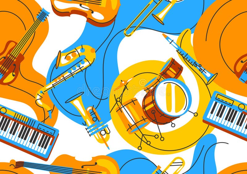 Pattern with Musical Instruments. Jazz, Blues and Classical Music Stock ...
