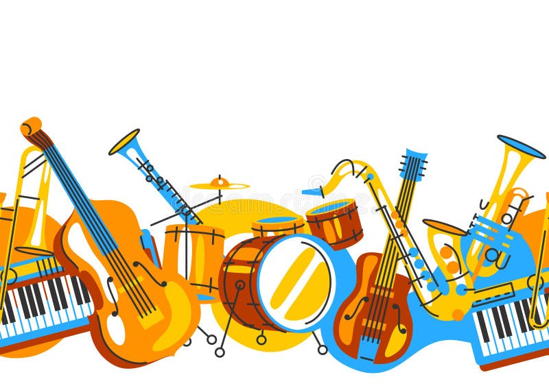 Pattern with Musical Instruments. Jazz, Blues and Classical Music Stock ...